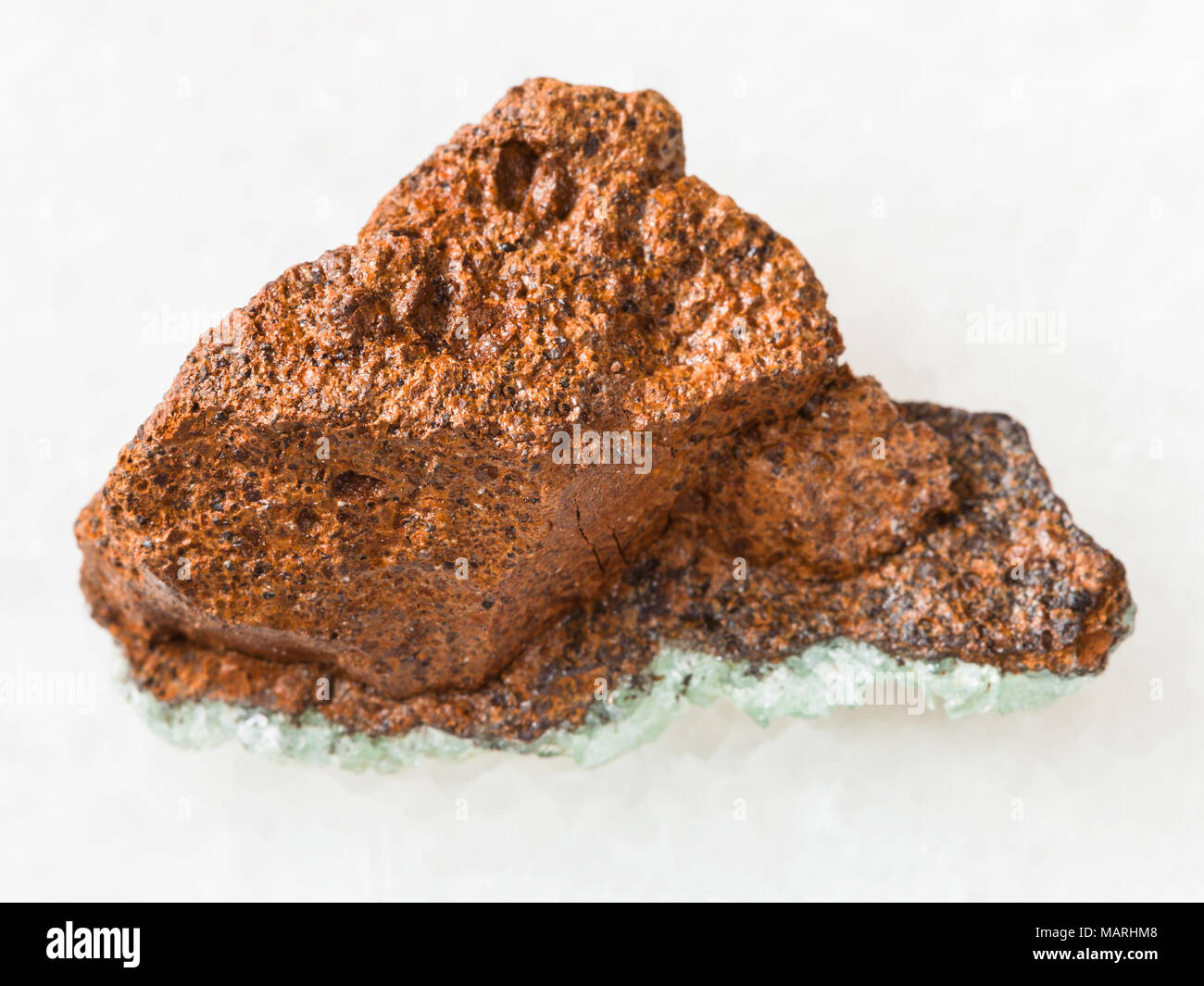 macro shooting of natural mineral rock specimen - raw bog iron ore ...