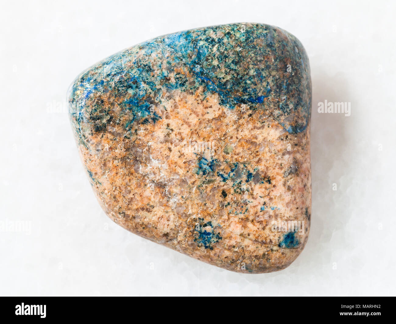 macro shooting of natural mineral rock specimen - tumbled azurite stone ...