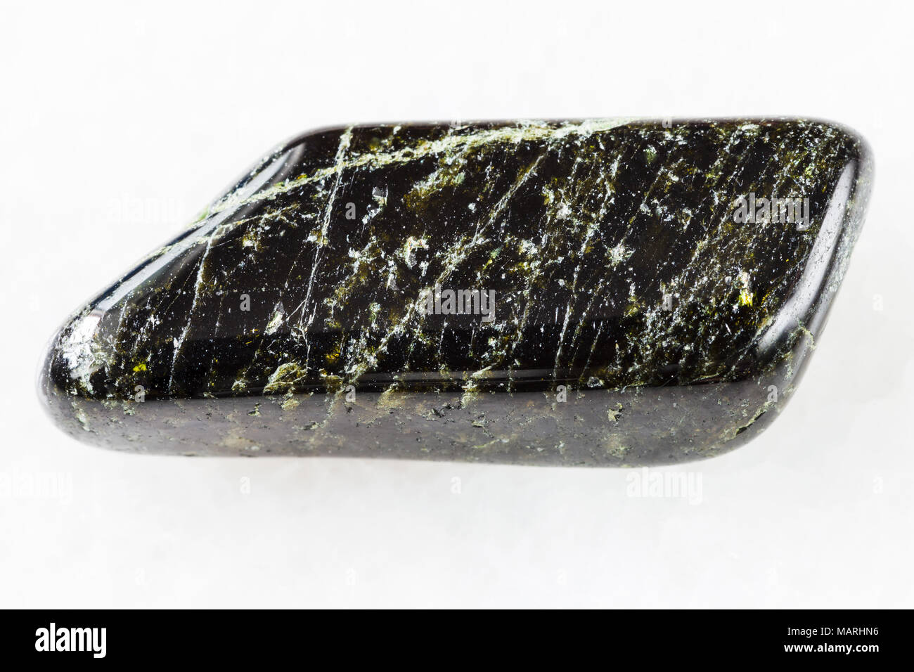 macro shooting of natural mineral rock specimen - polished Diopside ...