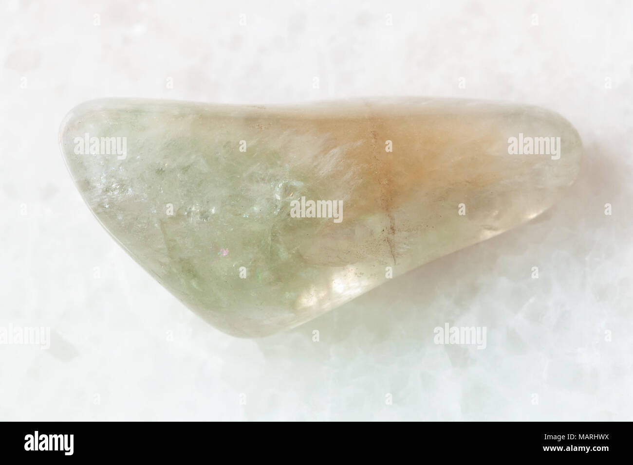 macro shooting of natural mineral rock specimen - polished Prasiolite ...