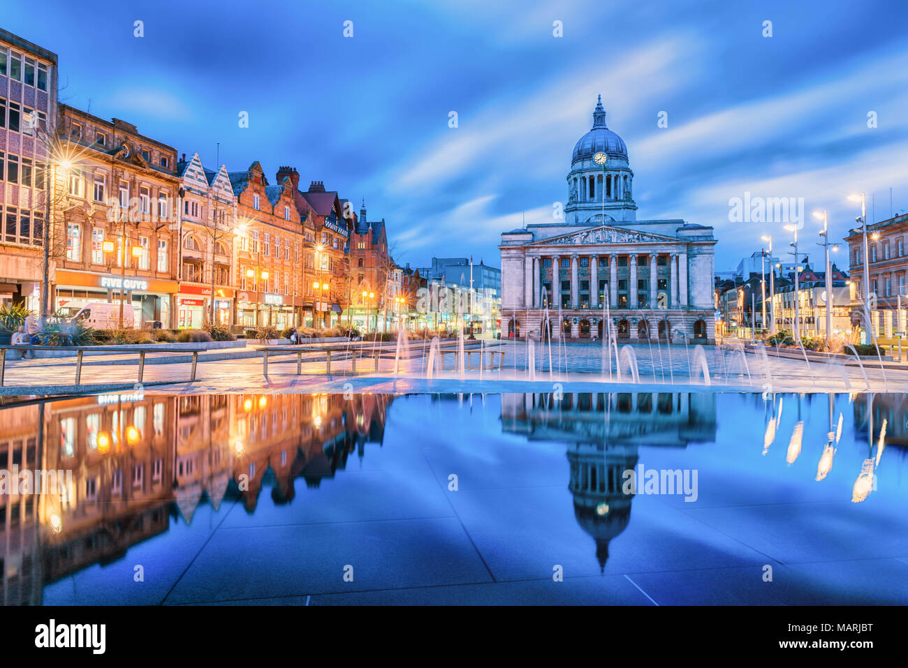 Nottingham, England - April 04, 2018: View of the main Market Square ...