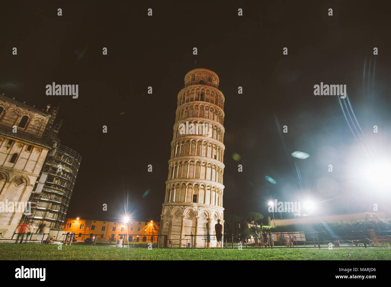 Italy, Pisa, July 21, 2013 Leaning tower in Pisa - Italy at night Stock ...