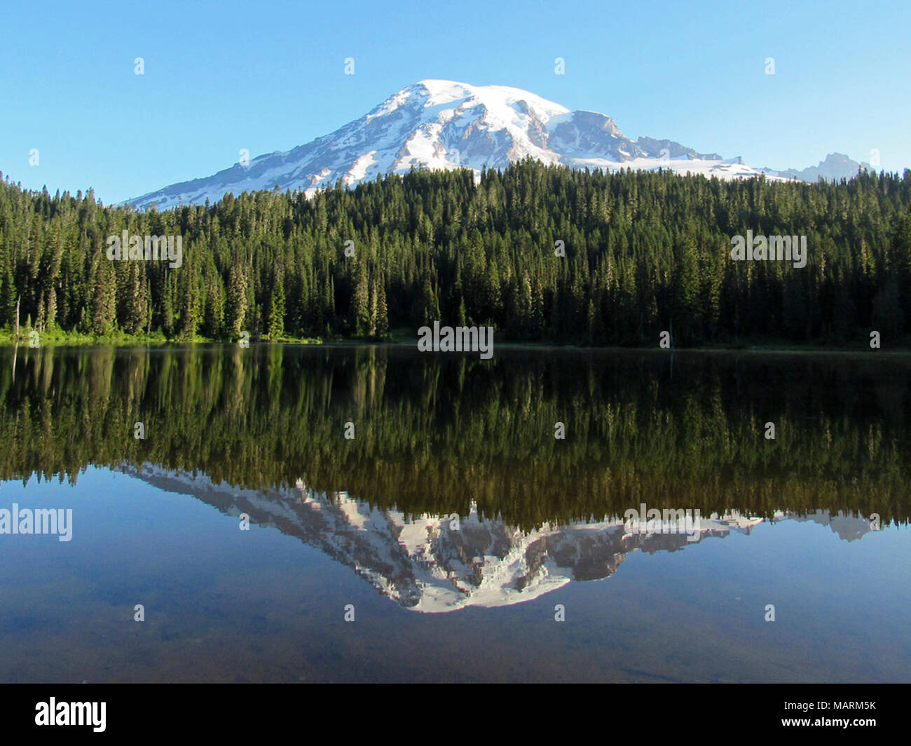 Reflection Lakes at Mt Rainier NP in Washington Stock Photo - Alamy