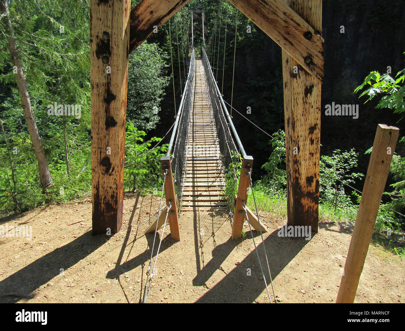 Suspension Bridge on Lava Canyon Trail in Washington Stock Photo - Alamy