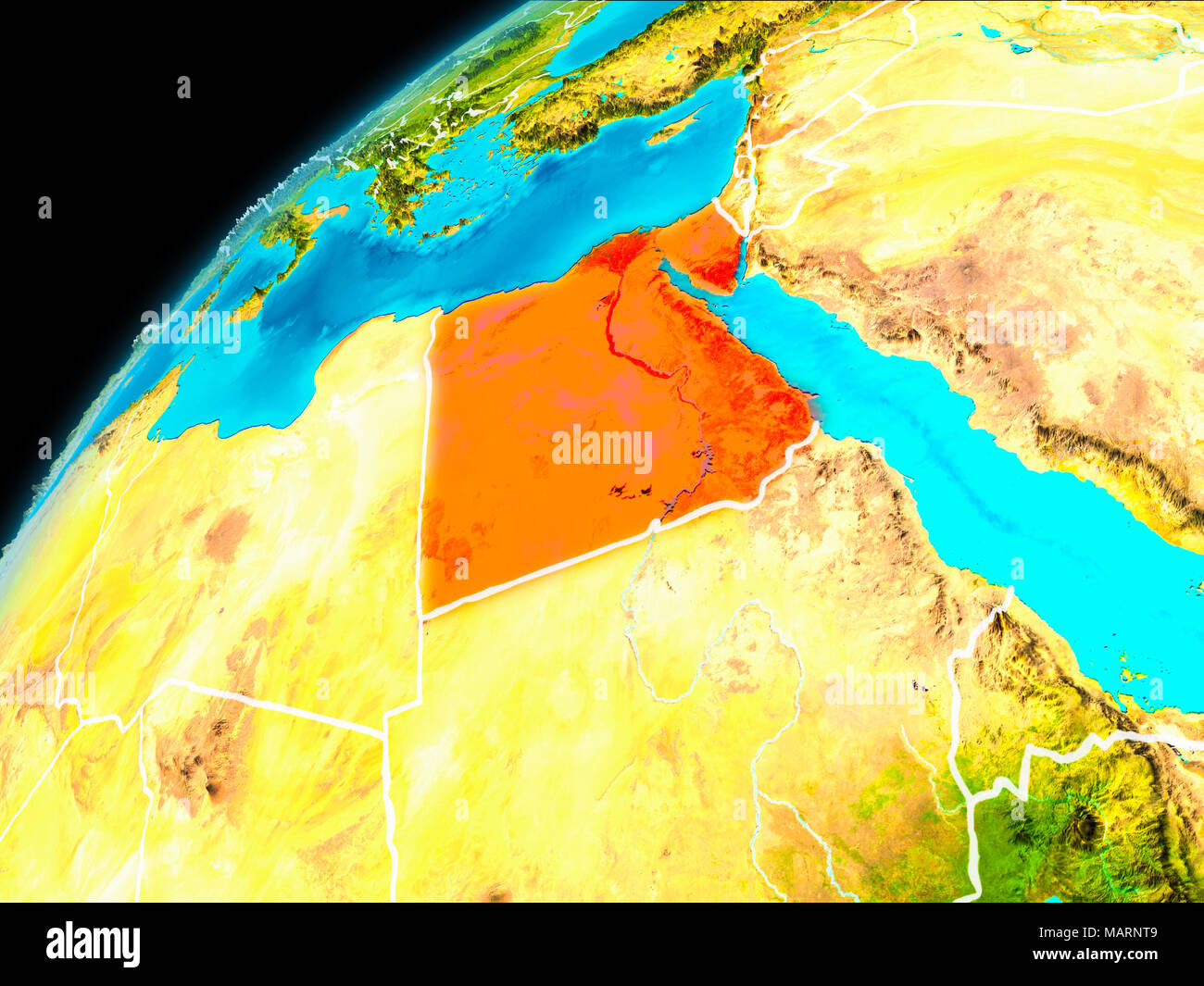 Highlighted satellite image of egypt hi-res stock photography and ...