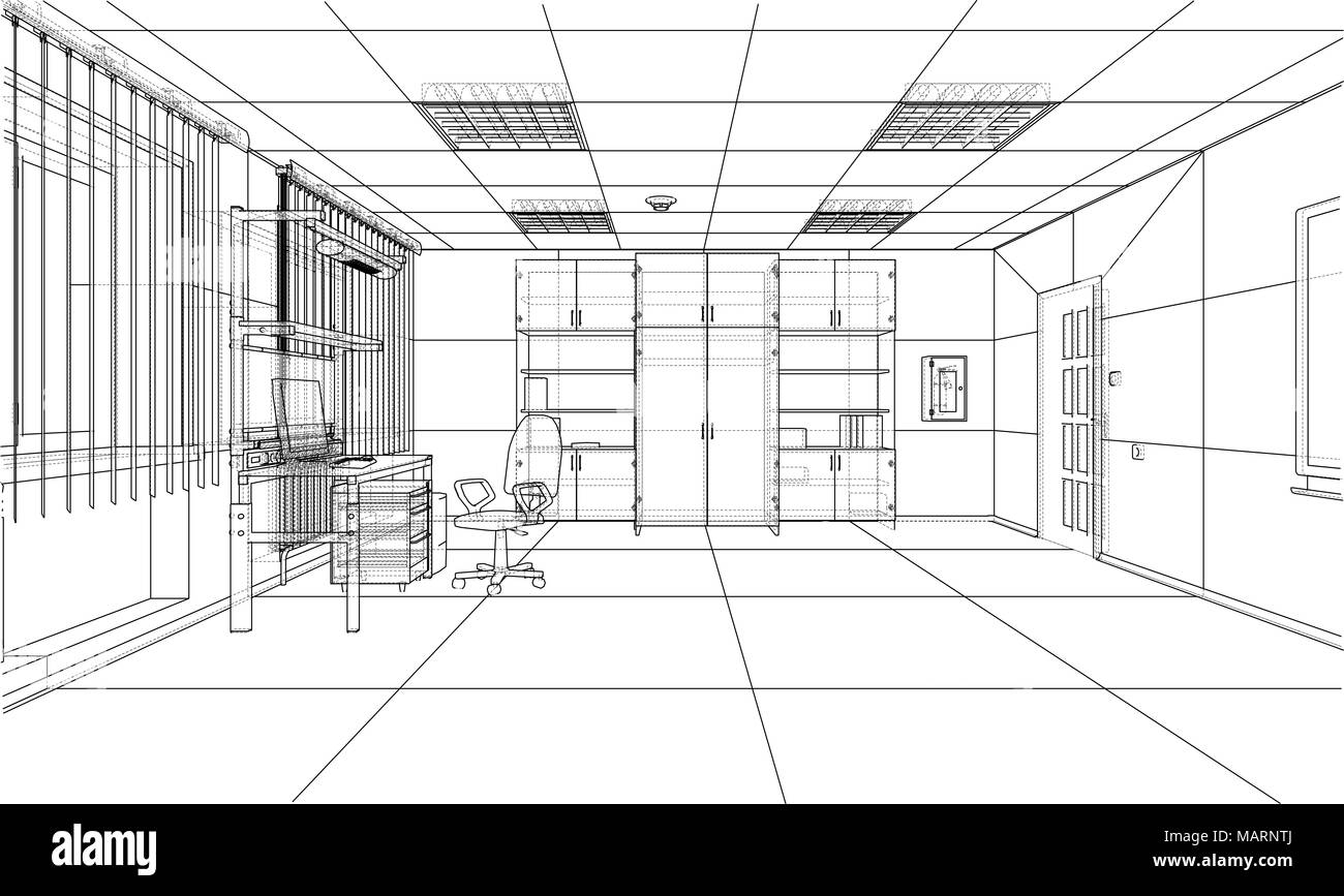 Interior sketch. 3d illustration Stock Photo - Alamy
