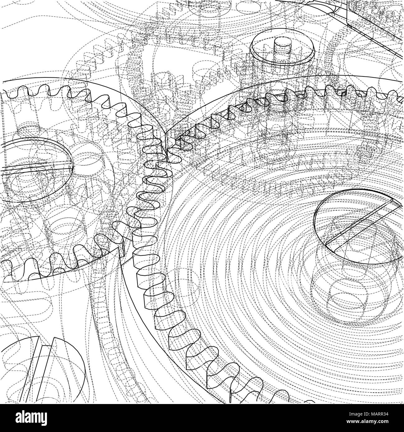 Mechanical cogs science Black and White Stock Photos & Images - Alamy