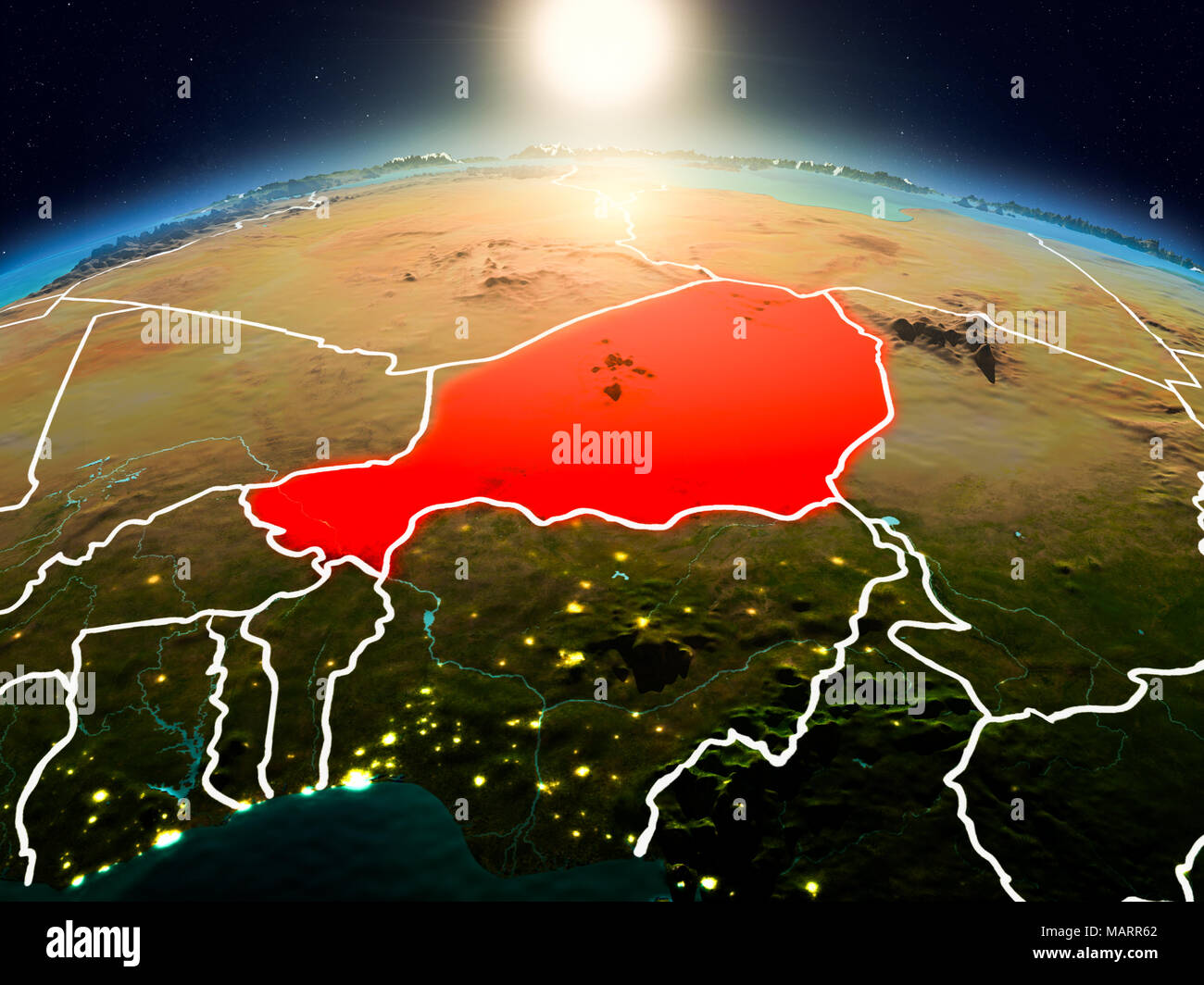 Highlighted satellite image of niger hi-res stock photography and ...