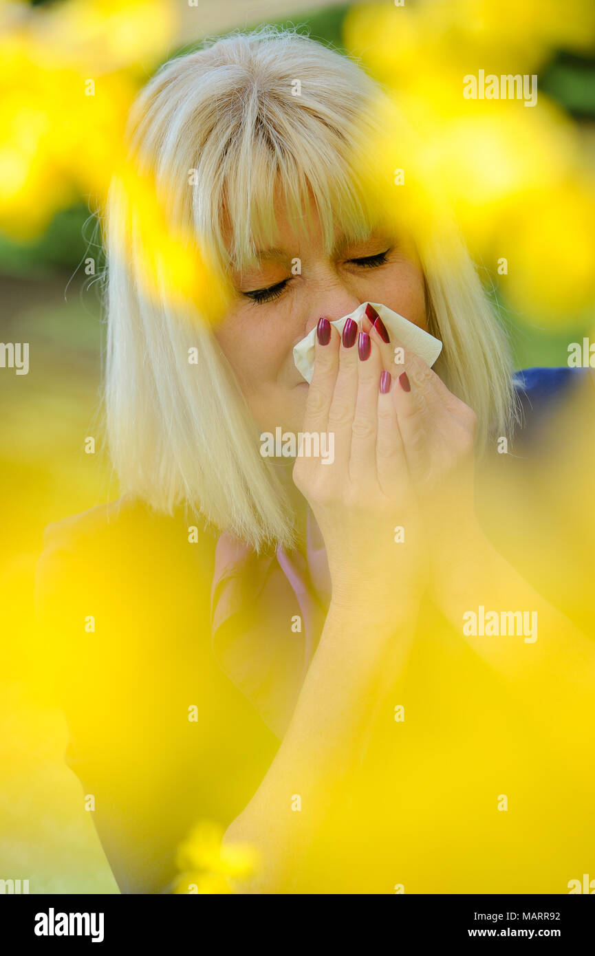 Senior Woman Allergy Pollen Stock Photo - Alamy