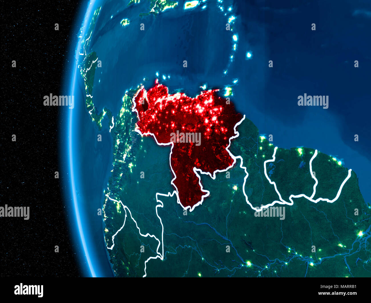 Night map of venezuela hi-res stock photography and images - Alamy
