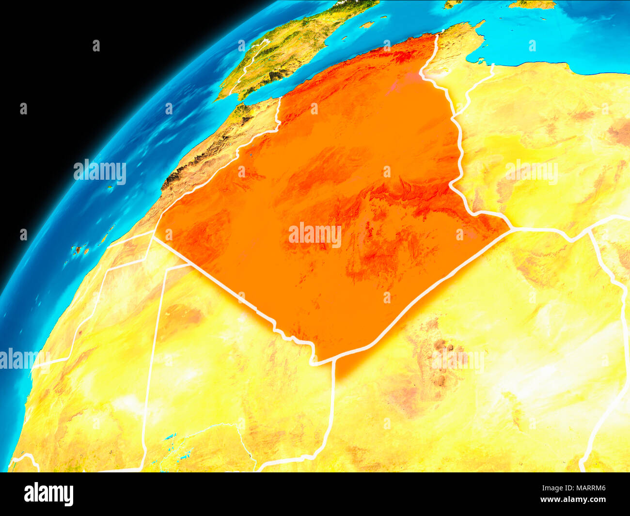 Algeria highlighted on 3d hi-res stock photography and images - Alamy