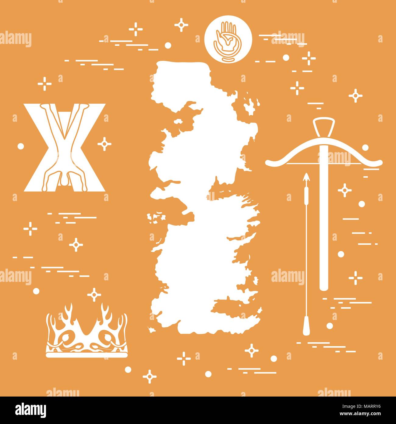 Symbols of the popular fantasy television series. Art and cinema theme ...