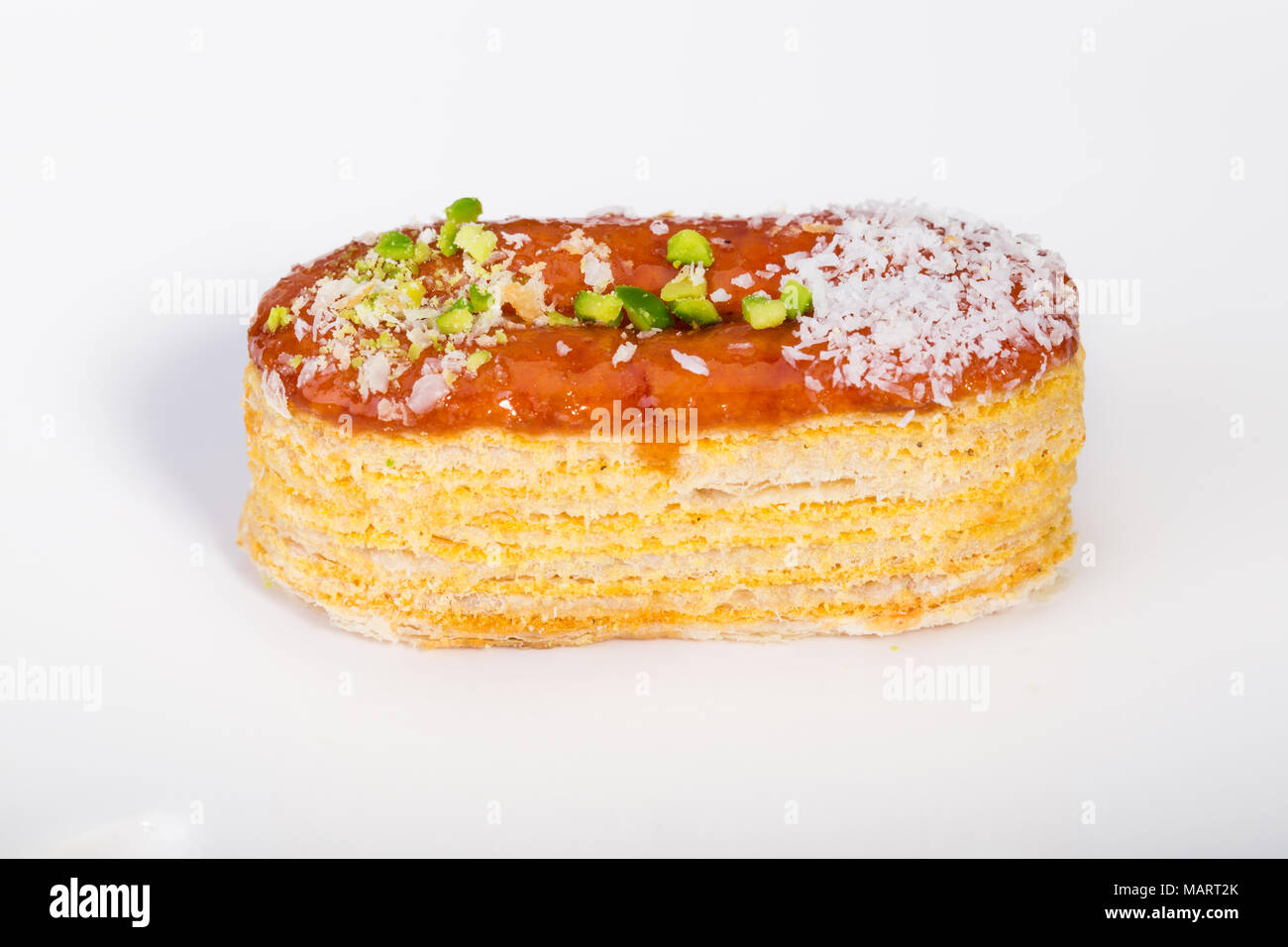 Light Crunchy Puff Layered Pastry Garnished With Pistachios & Coconut ...