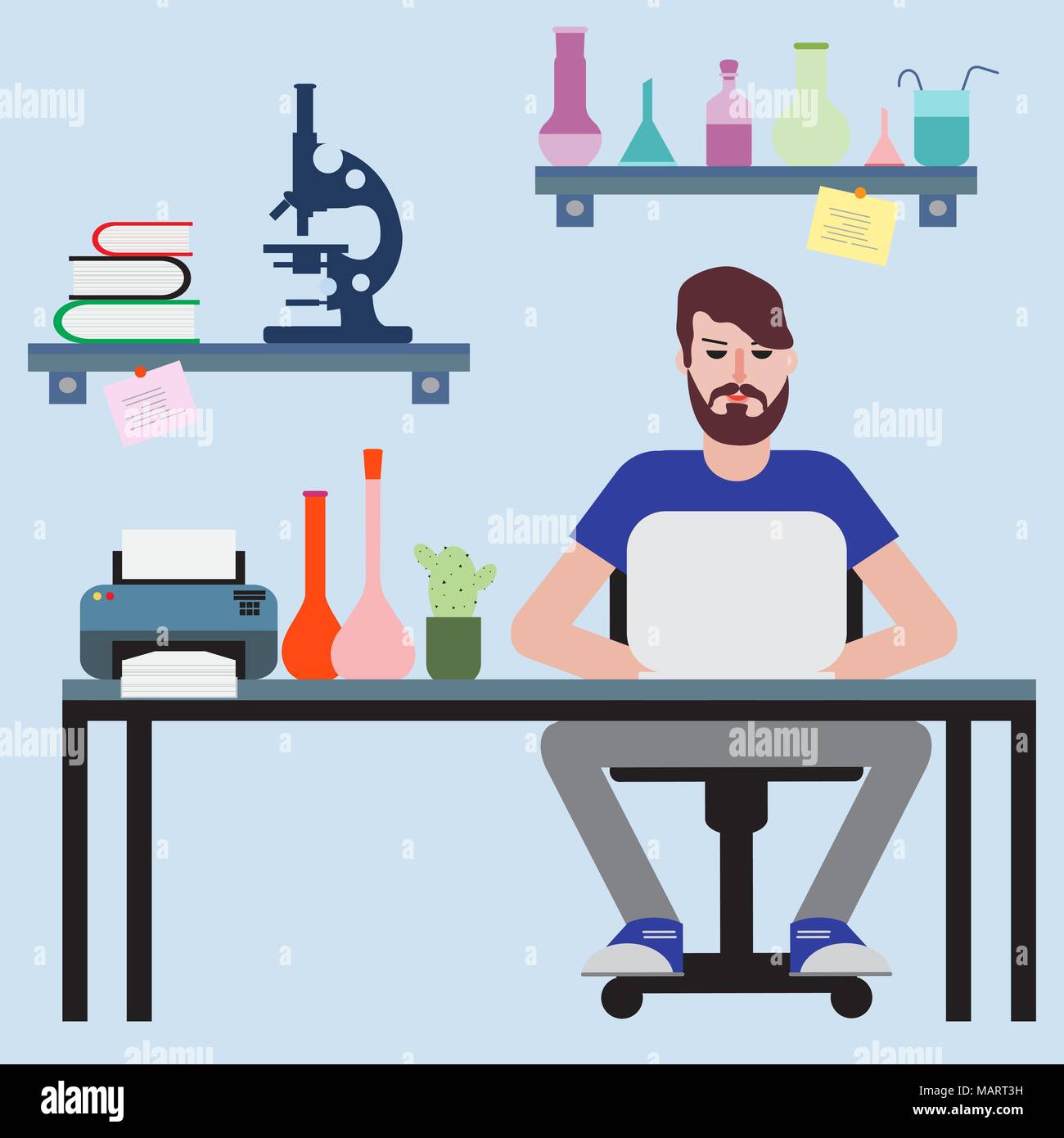 Scientist with laptop in laboratory Stock Vector Images - Alamy