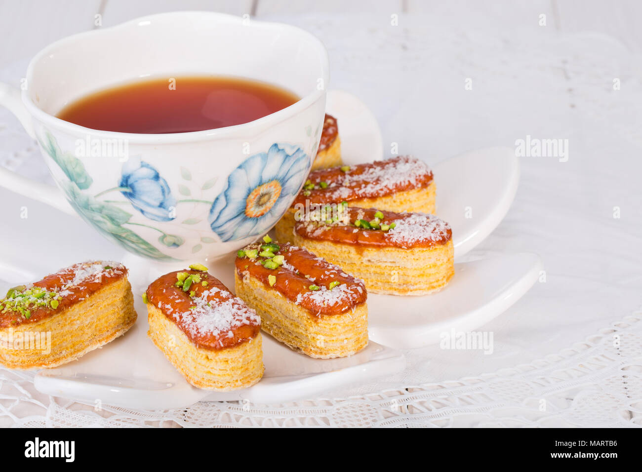 Light Crunchy Puff Layered Pastry Garnished With Pistachios & Coconut ...
