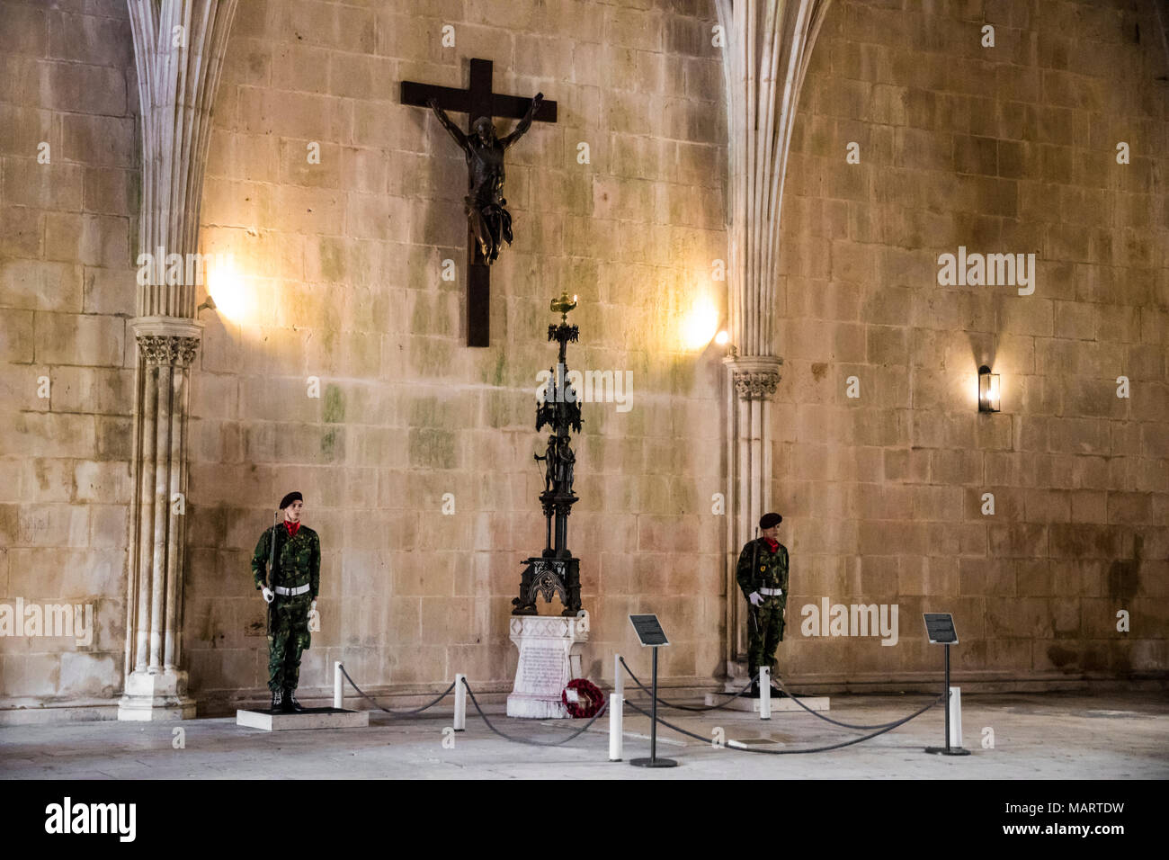 Batalha, Portugal. Soldiers guarding the Tomb of the Unknown Soldier ...