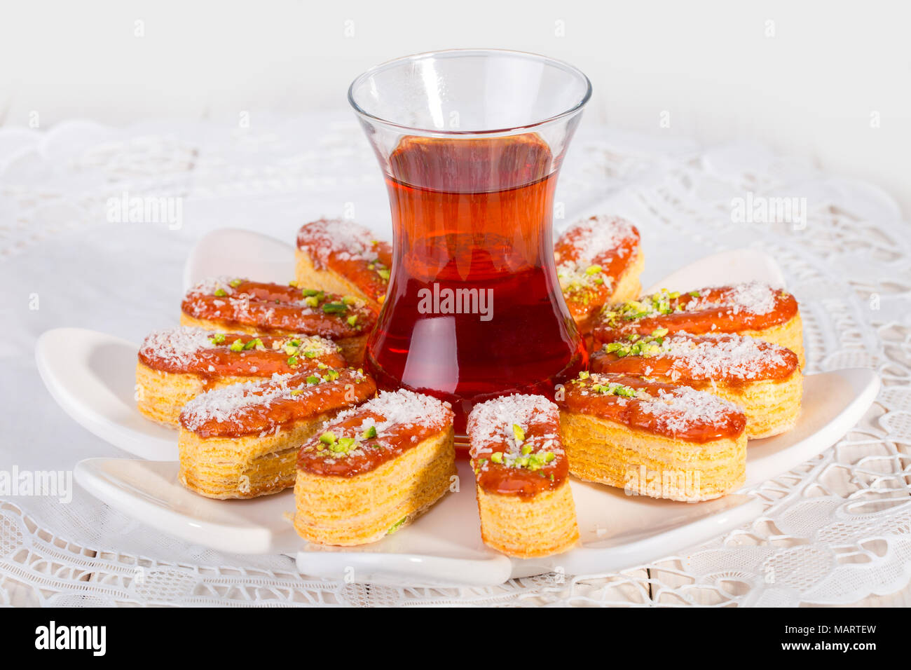 Light Crunchy Puff Layered Pastry Garnished With Pistachios & Coconut ...