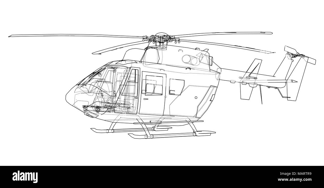 Outline drawing of helicopter Stock Photo - Alamy