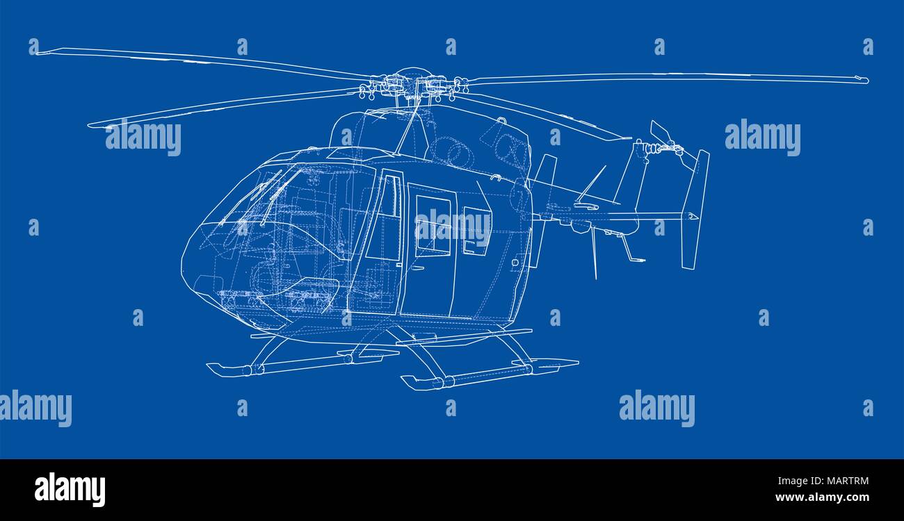 Outline drawing of helicopter Stock Photo - Alamy