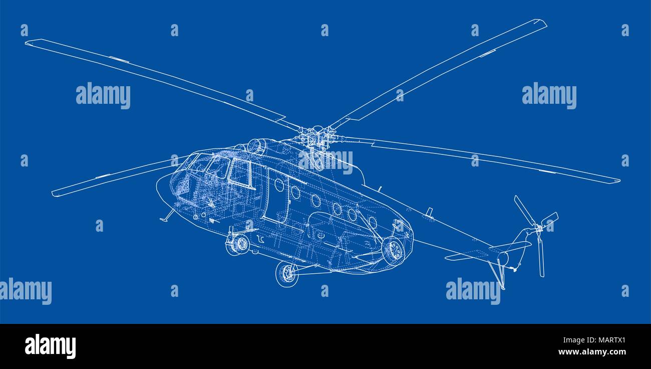 Engineering drawing of helicopter Stock Photo - Alamy