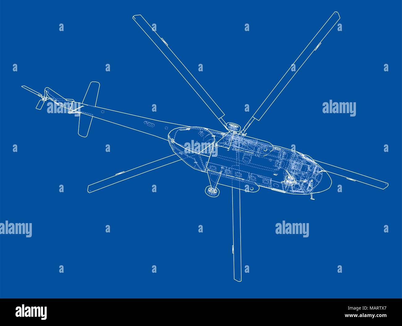 Engineering drawing of helicopter Stock Photo - Alamy