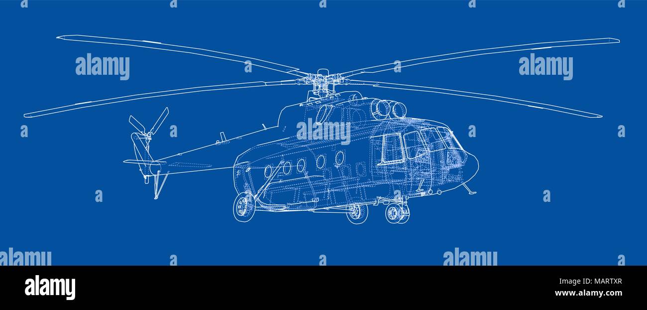 Engineering drawing of helicopter Stock Photo - Alamy