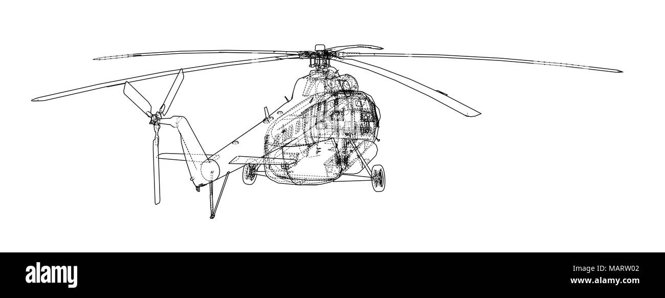 Engineering drawing of helicopter Stock Photo - Alamy