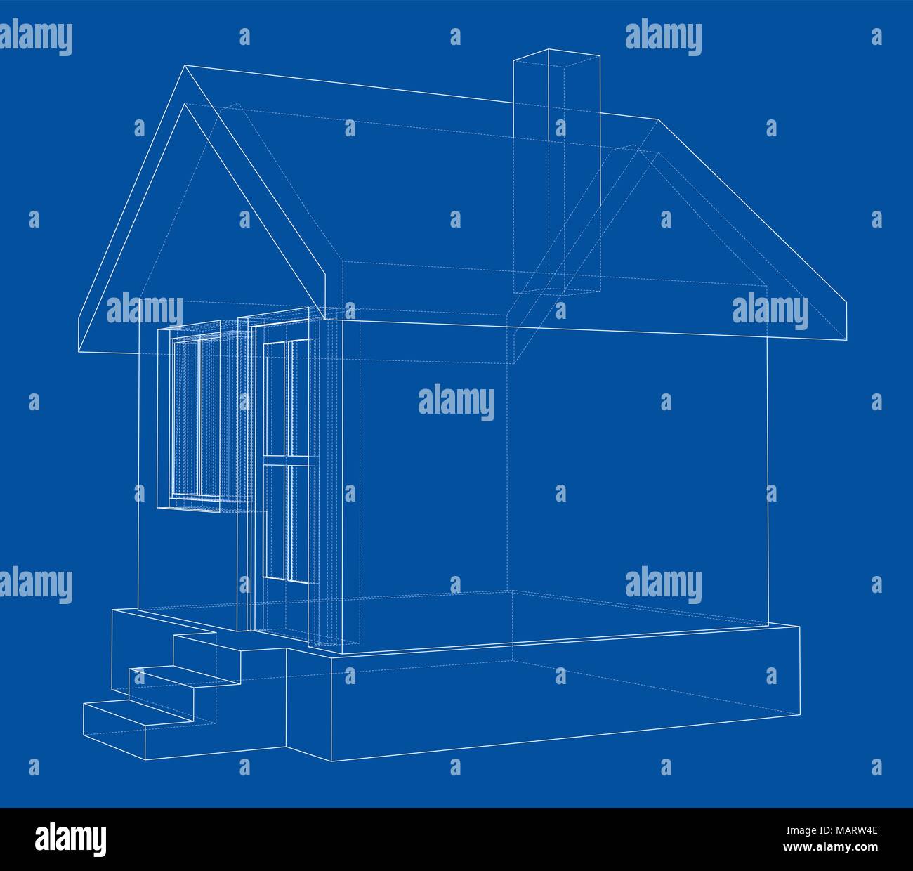 House sketch. 3d illustration Stock Photo - Alamy