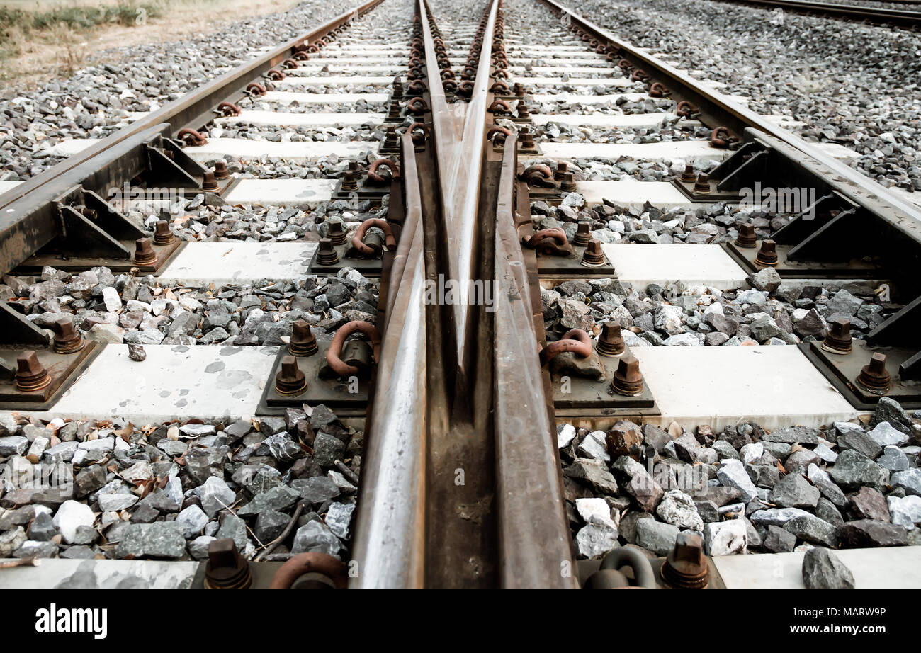 Old Railway Tracks in Local Train Station Landscape Stock Photo - Alamy