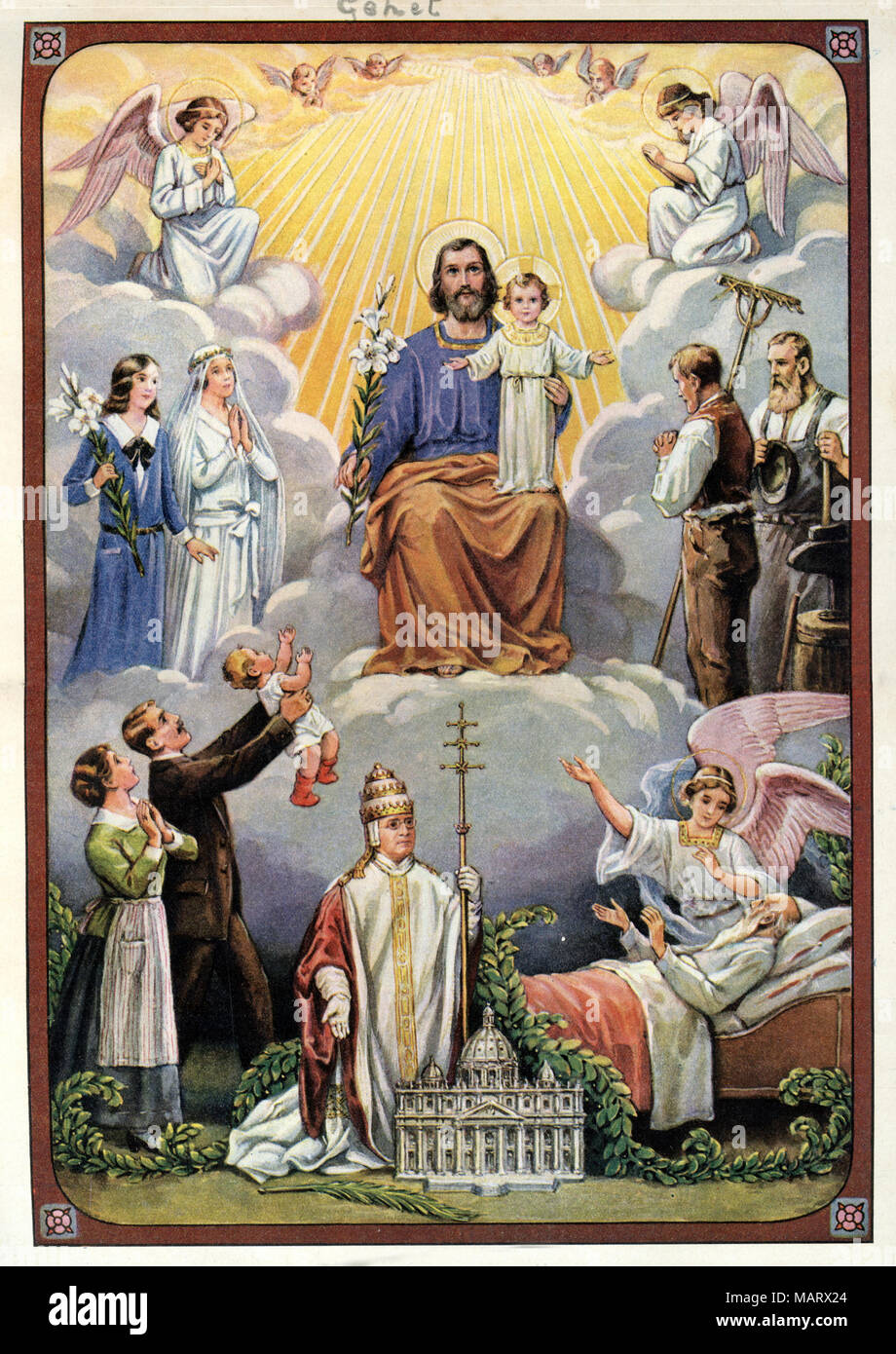 Go all to Jesus' - Jesus surrounded by angels and praying people, 1934 ...
