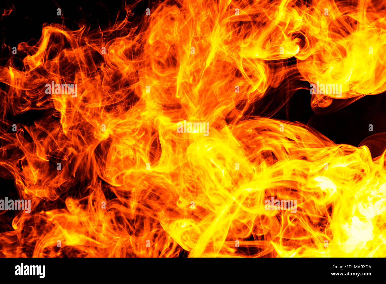 Fire flames background. Cloud of fiery smoke on a black isolated ...