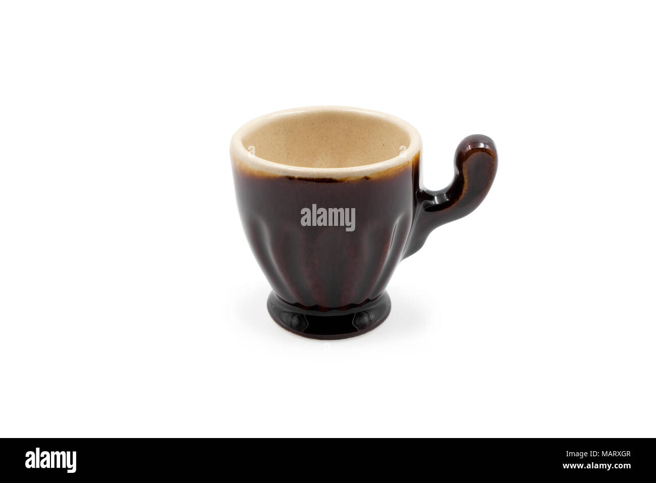 Coffee cup brown small. Isolated on white background Stock Photo - Alamy