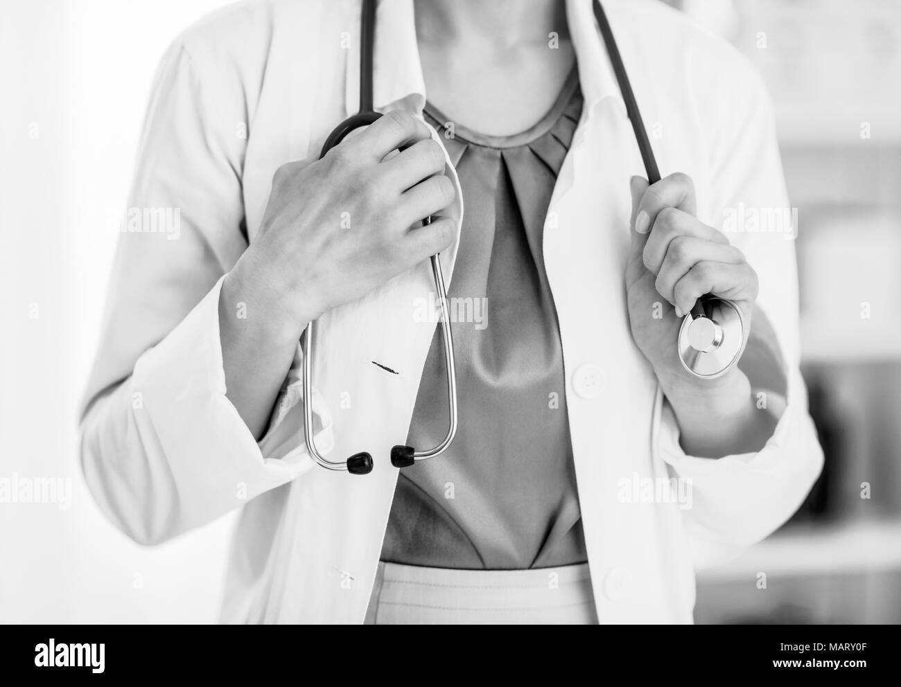 Closeup on medical doctor woman with stethoscope Stock Photo - Alamy