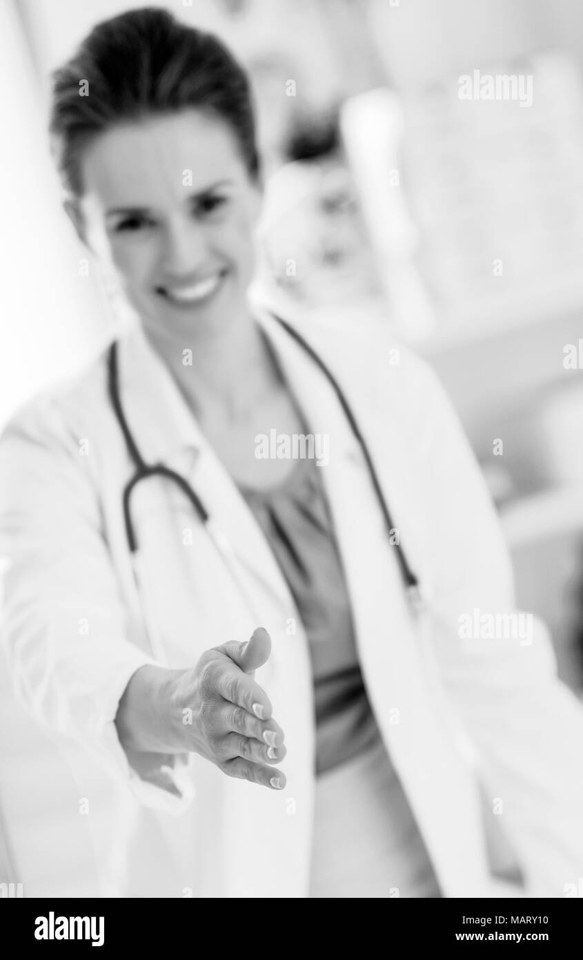 Close up doctor hand in Black and White Stock Photos & Images - Alamy