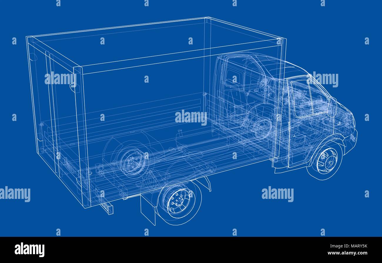 Concept small truch. 3d illustration Stock Photo - Alamy