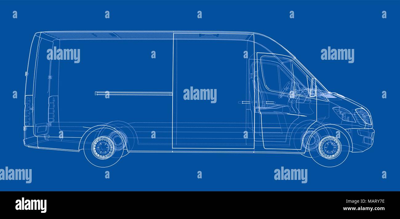 Concept cargo van. 3d illustration Stock Photo - Alamy