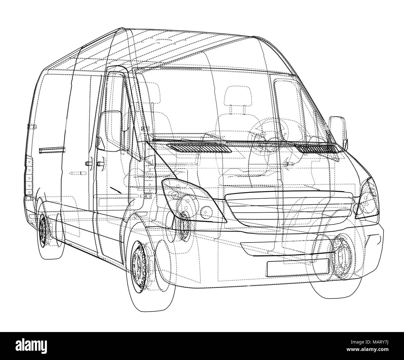 Concept cargo van. 3d illustration Stock Photo - Alamy