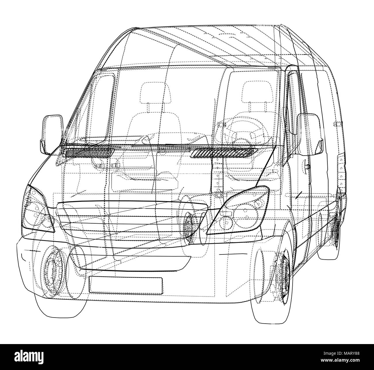 Concept cargo van. 3d illustration Stock Photo - Alamy