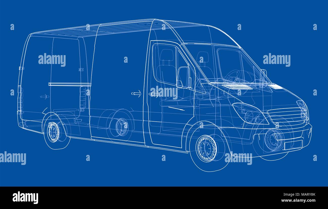 Concept cargo van. 3d illustration Stock Photo - Alamy