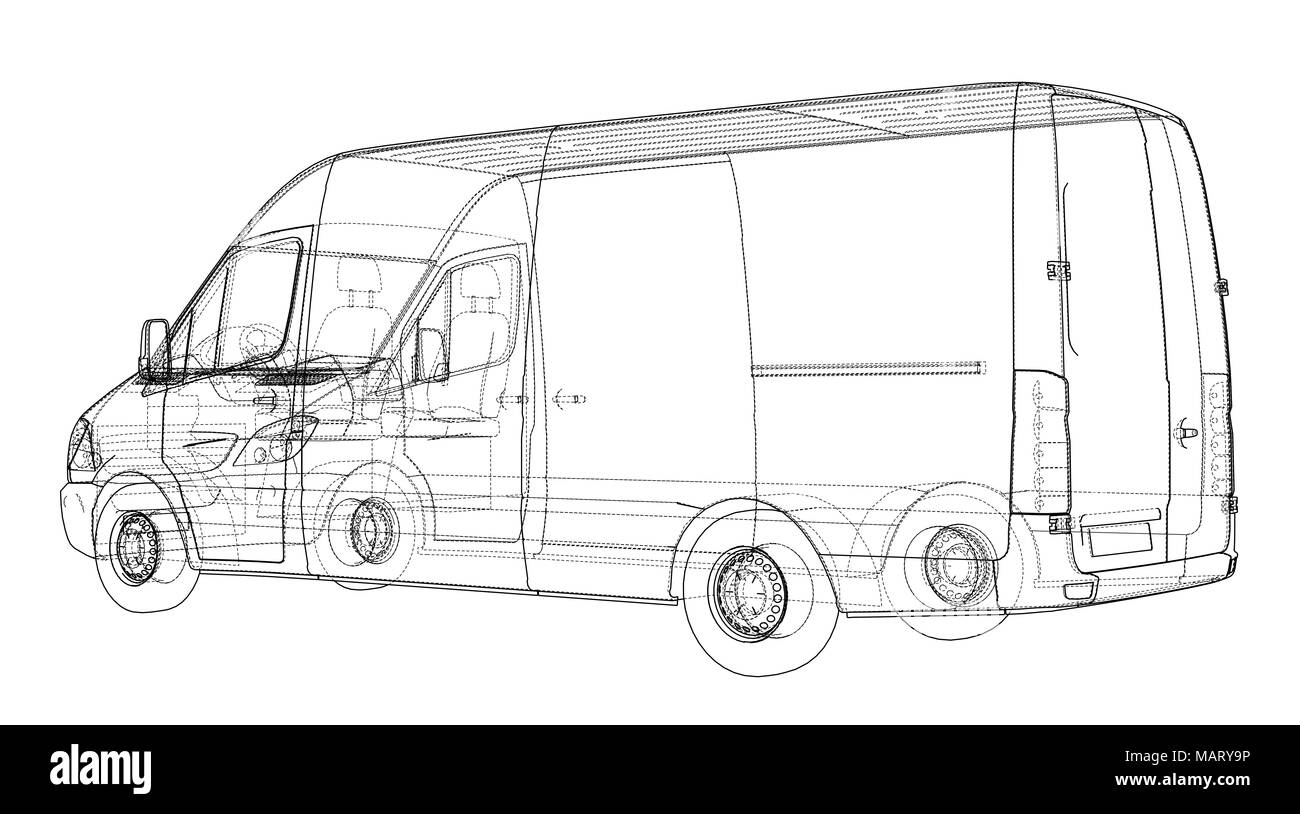 Concept cargo van. 3d illustration Stock Photo - Alamy