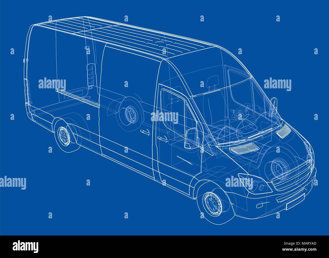 Concept cargo van. 3d illustration Stock Photo - Alamy