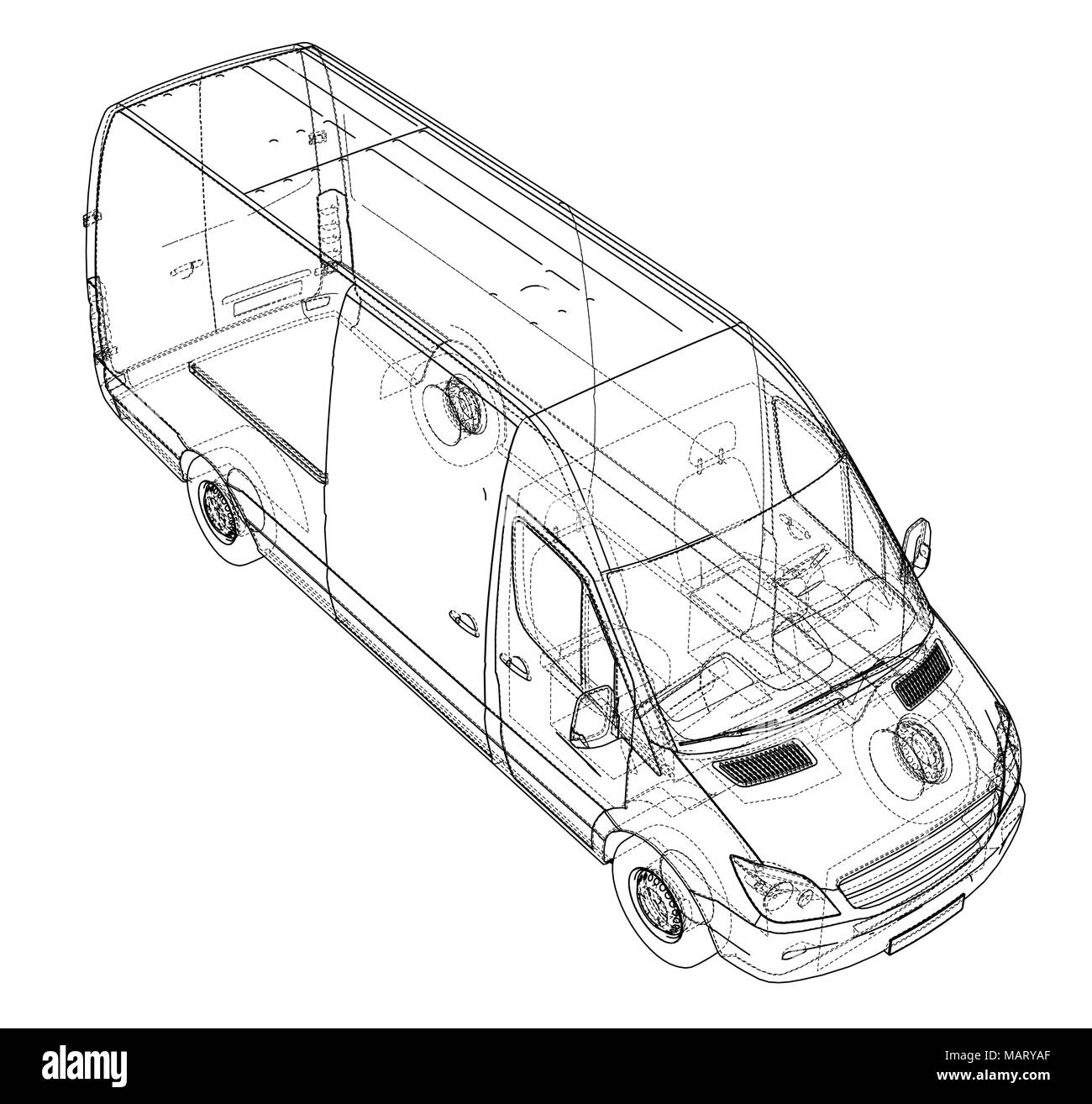 Concept cargo van. 3d illustration Stock Photo - Alamy