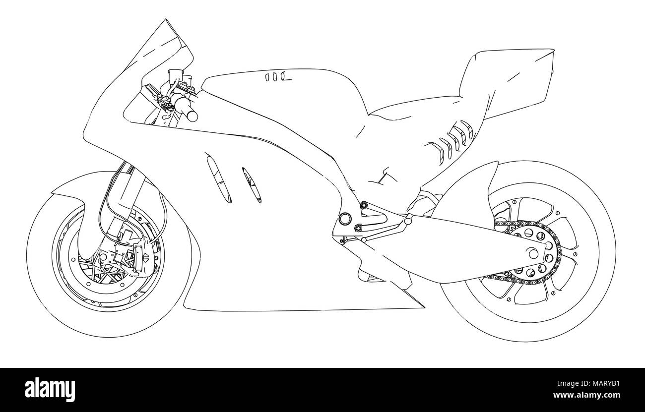 Motorcycle sketch. 3d illustration Stock Photo - Alamy