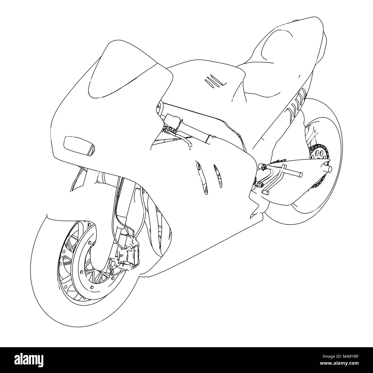 Motorcycle sketch. 3d illustration Stock Photo - Alamy
