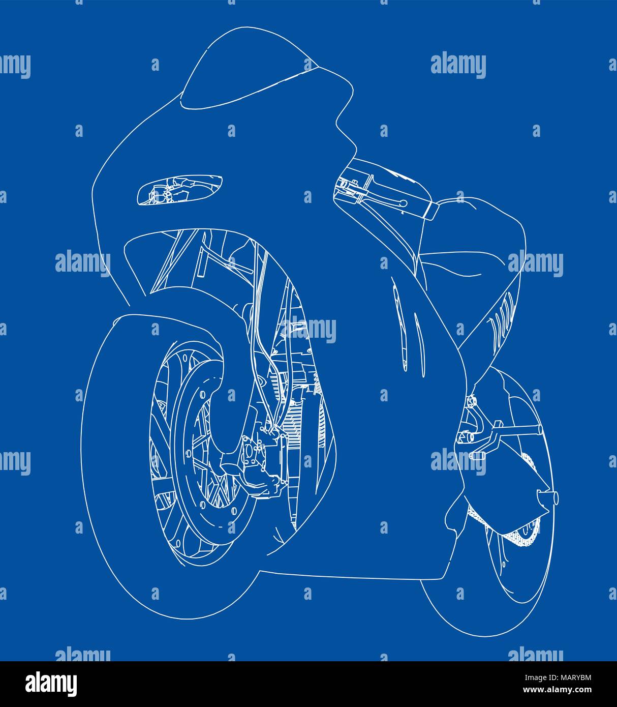 Motorcycle sketch. 3d illustration Stock Photo - Alamy