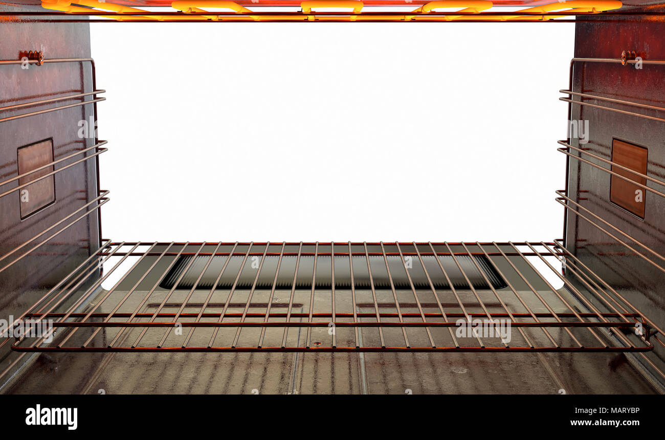 A cross section upclose view from inside an empty hot operational ...