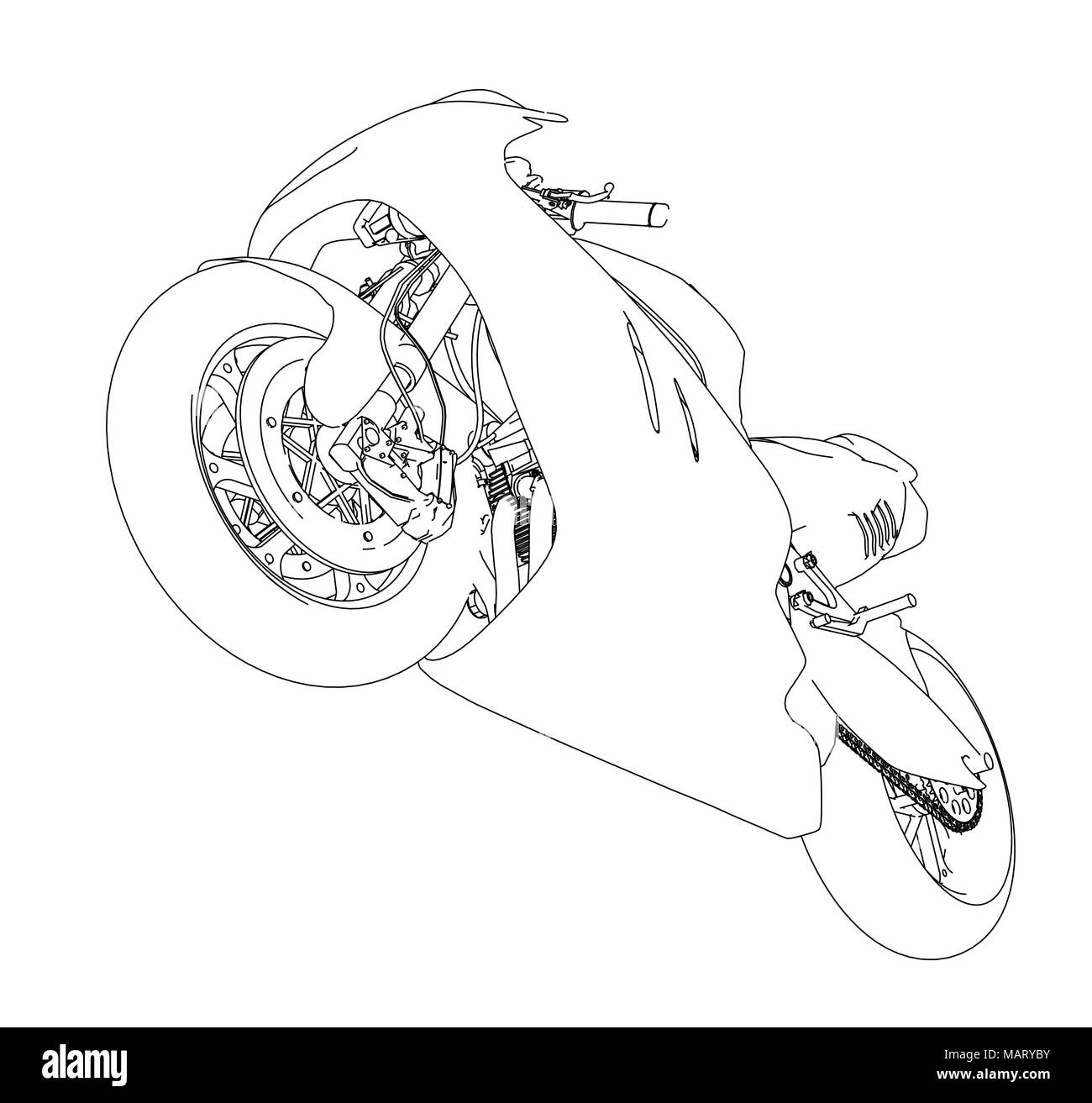 Motorcycle sketch. 3d illustration Stock Photo - Alamy