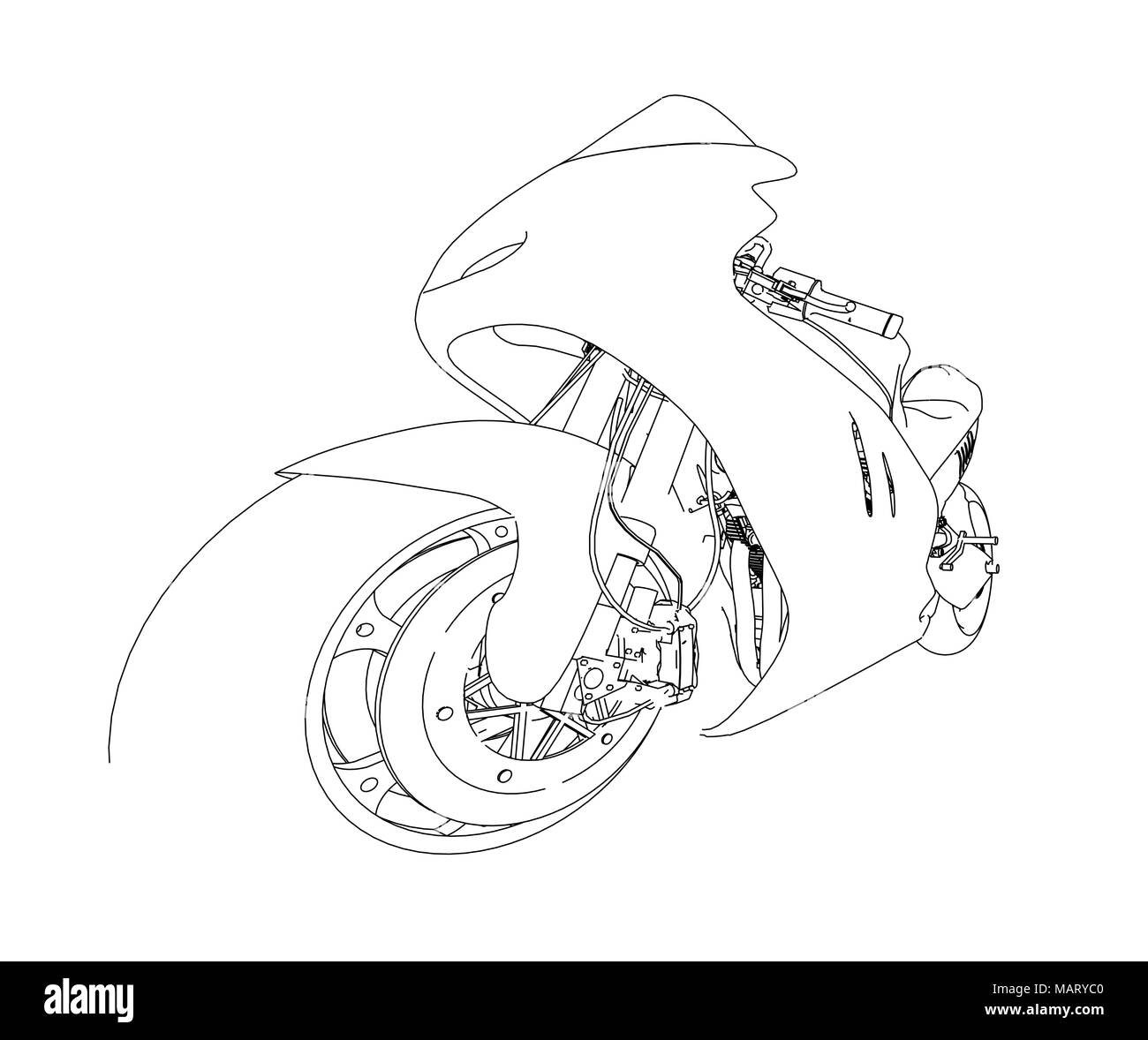 Motorcycle sketch. 3d illustration Stock Photo - Alamy