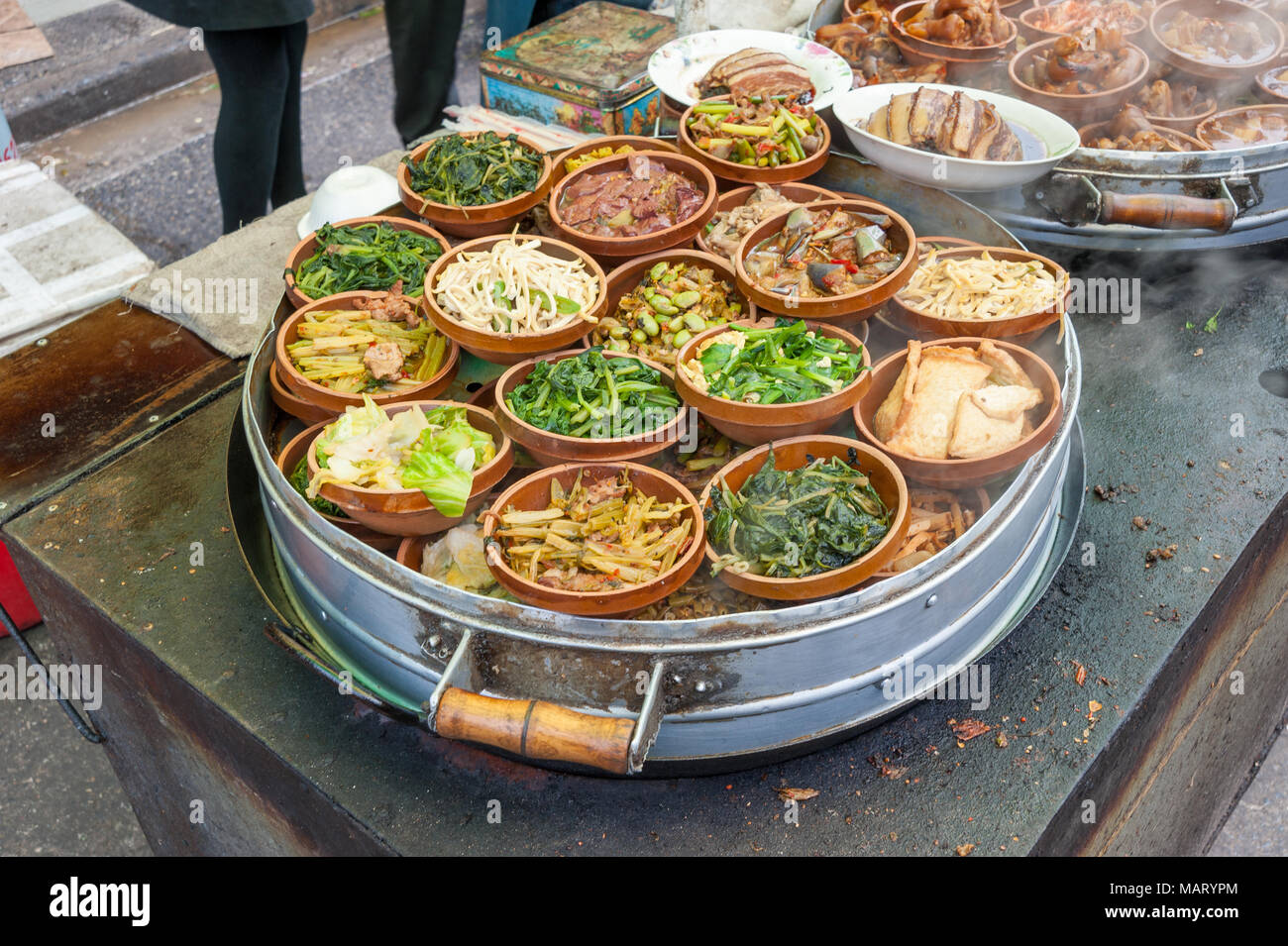 Street food on market stall, Shanghai, China Stock Photo - Alamy