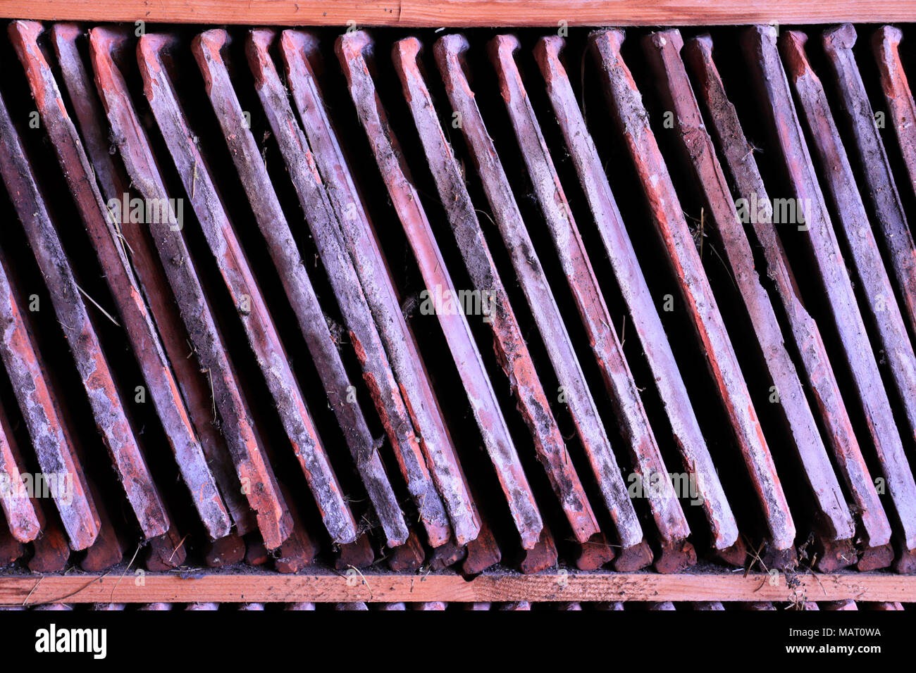 one line of roof tiles Stock Photo - Alamy